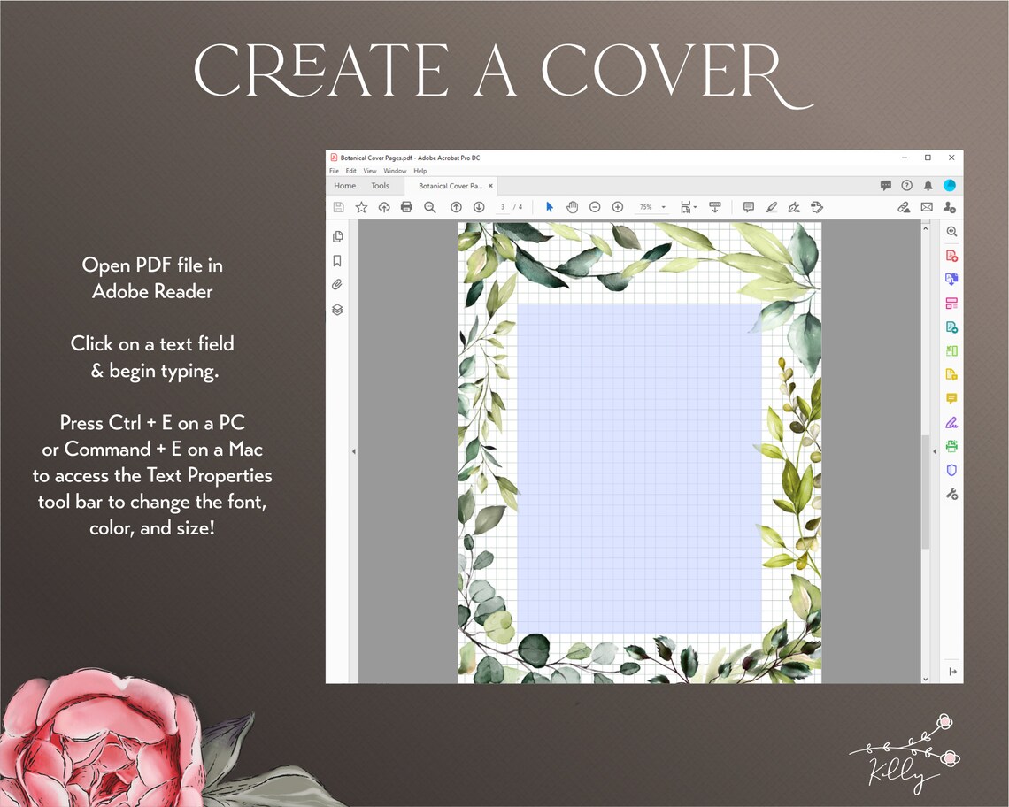 Printable Planner Cover Page Insert Editable PDF Files in A5 - Etsy