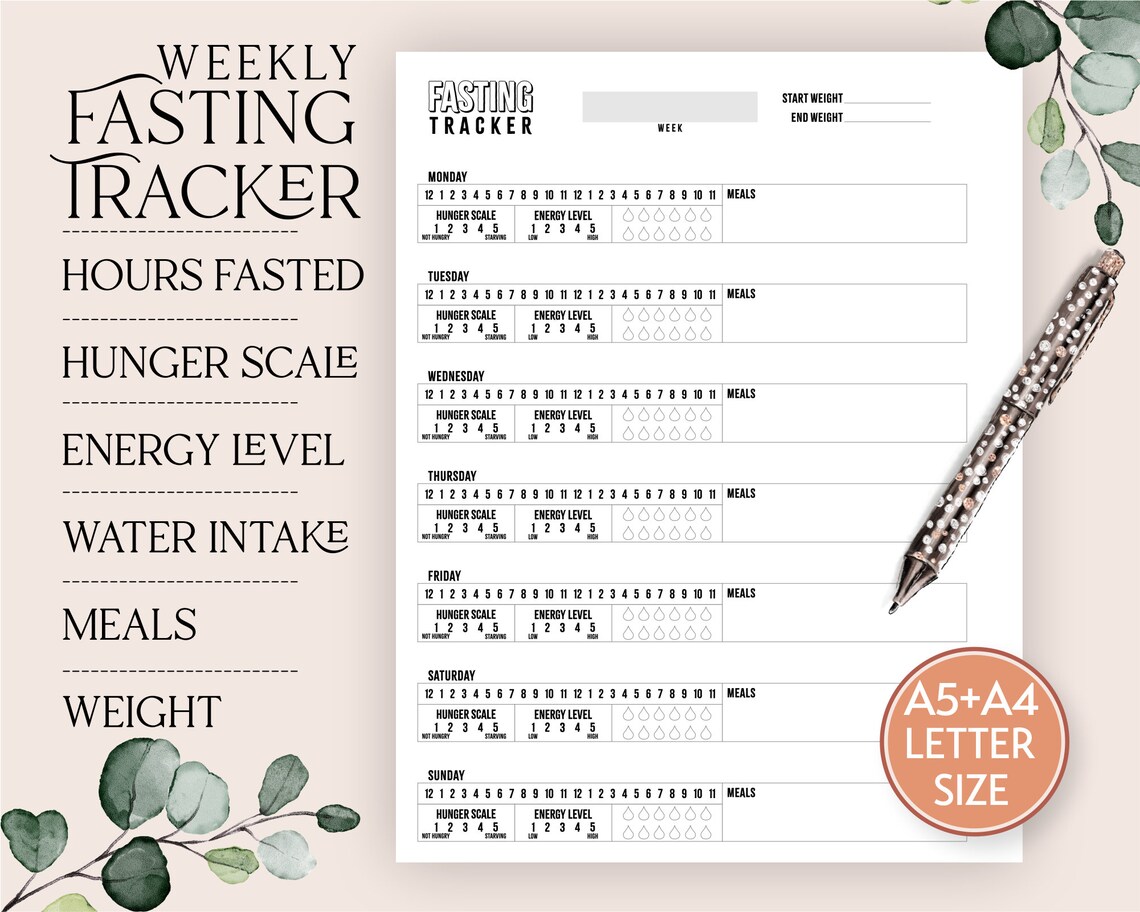 Intermittent Fasting Tracker Printable Planner Insert Track - Etsy