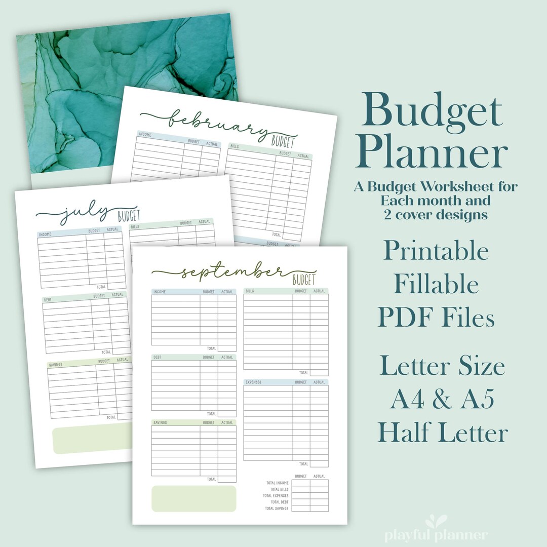 Printable Monthly Budget Planner: Fillable PDF, A4 A5 Letter Size - Etsy