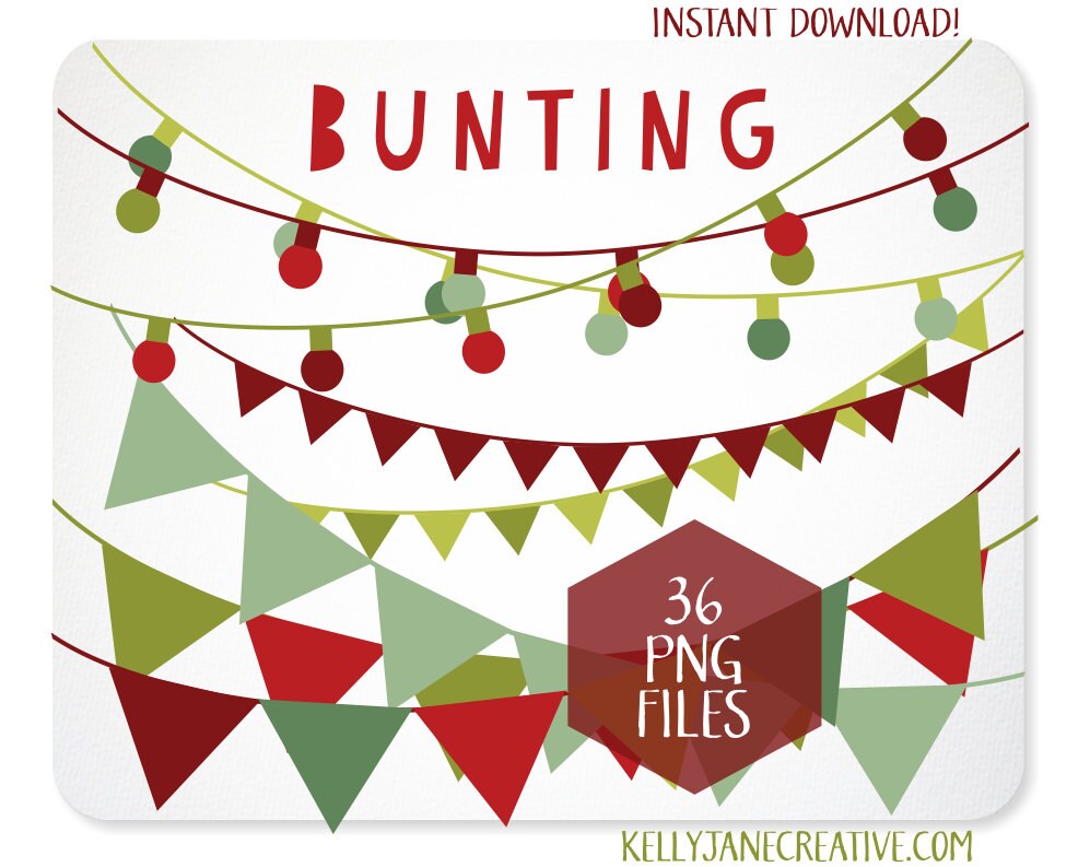 Christmas Clipart Bunting & Strings of Lights INSTANT | Etsy