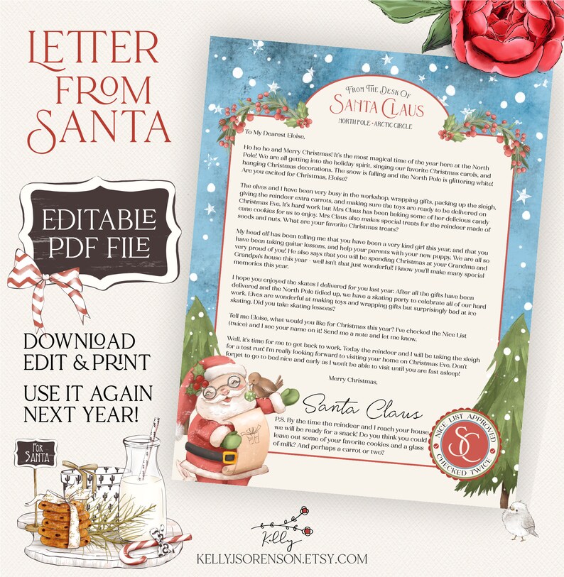 Printable Letter From Santa Claus & Nice List Certificate - Etsy
