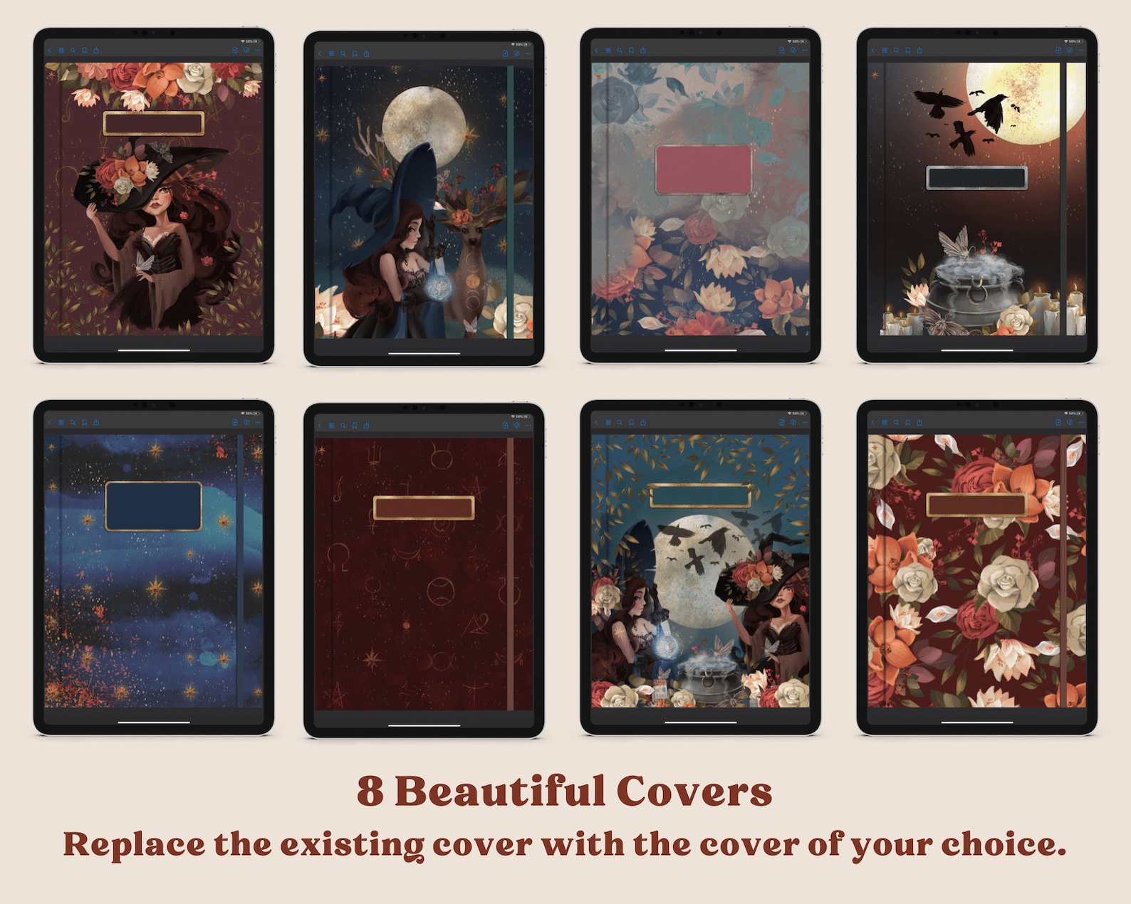 12 Subject Witchy Digital Notebook With Hyperlinked Tabs, 14 Note Page ...