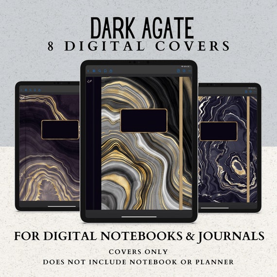 8 Digital Notebook Covers for Planners or Journals Dark | Etsy