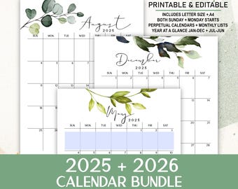 Printable Year at a Glance Calendars - 2025 - 9x17" - Etsy
