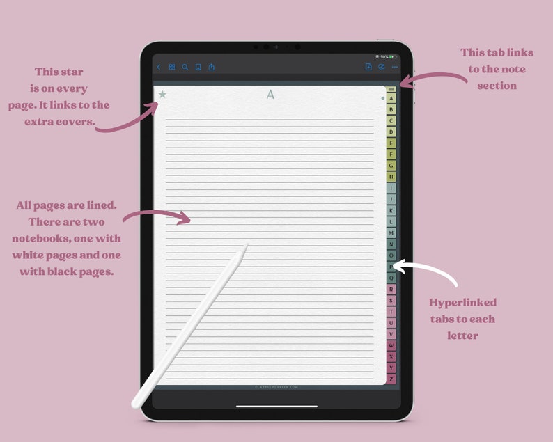 Alphabet Digital Notebook: Dark Peony Floral Covers (PDF Download) - Etsy