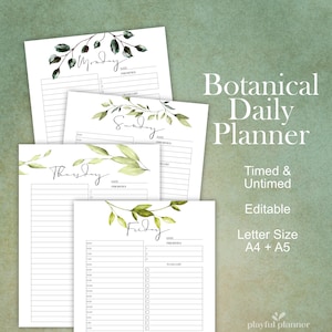 Daily Planner Bundle Printable Editable Timed Hourly Schedule or ...