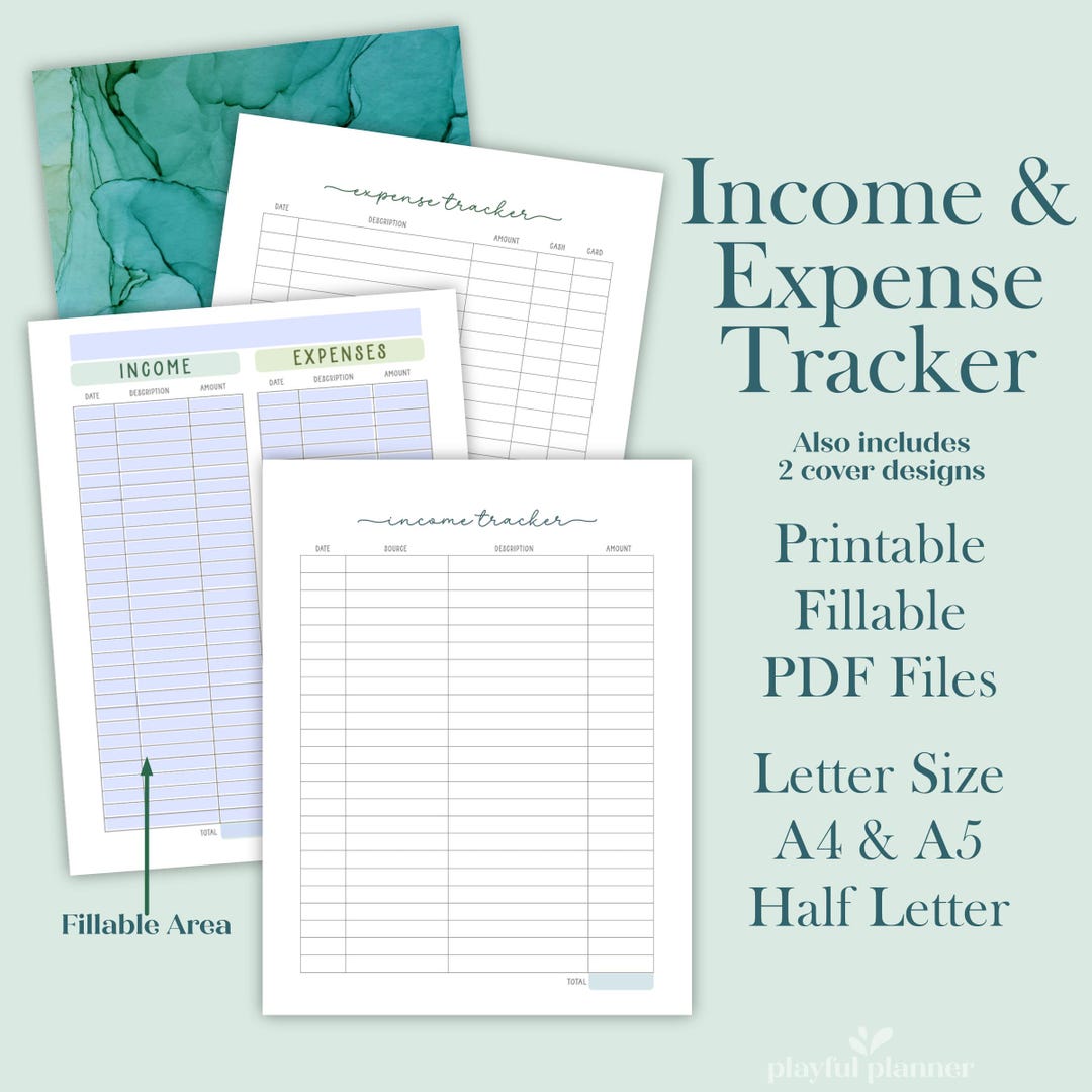 Printable Income & Expense Tracker: Fillable Budget Planner (PDF) - Etsy
