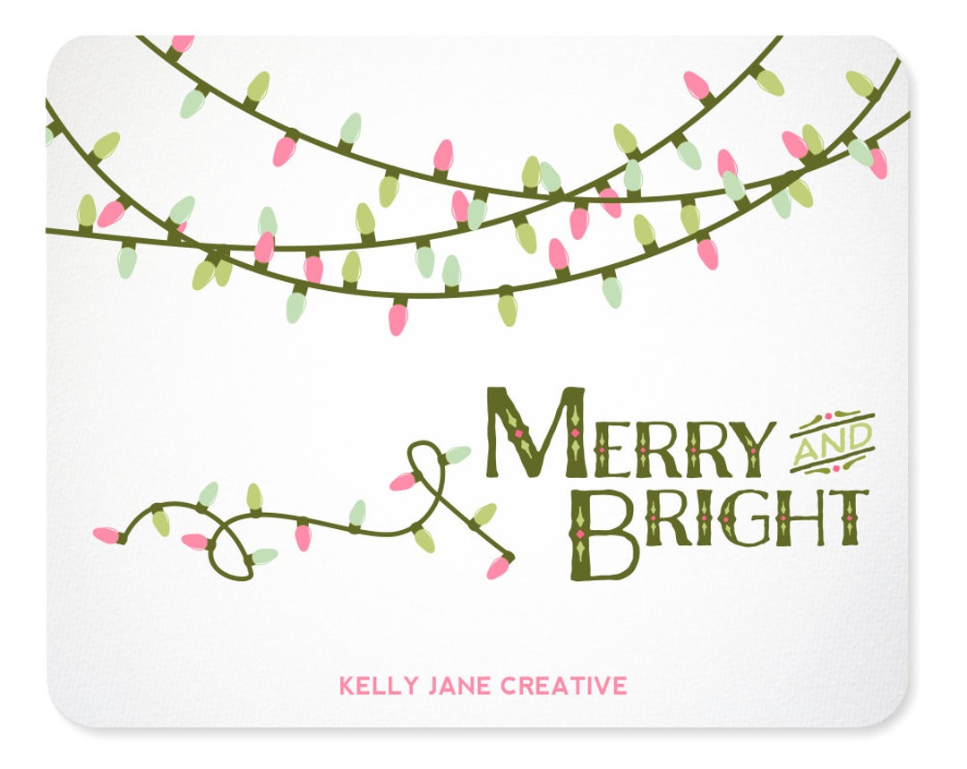 Pastel Christmas Lights Clipart: Pink, Aqua, Green (instant Download ...
