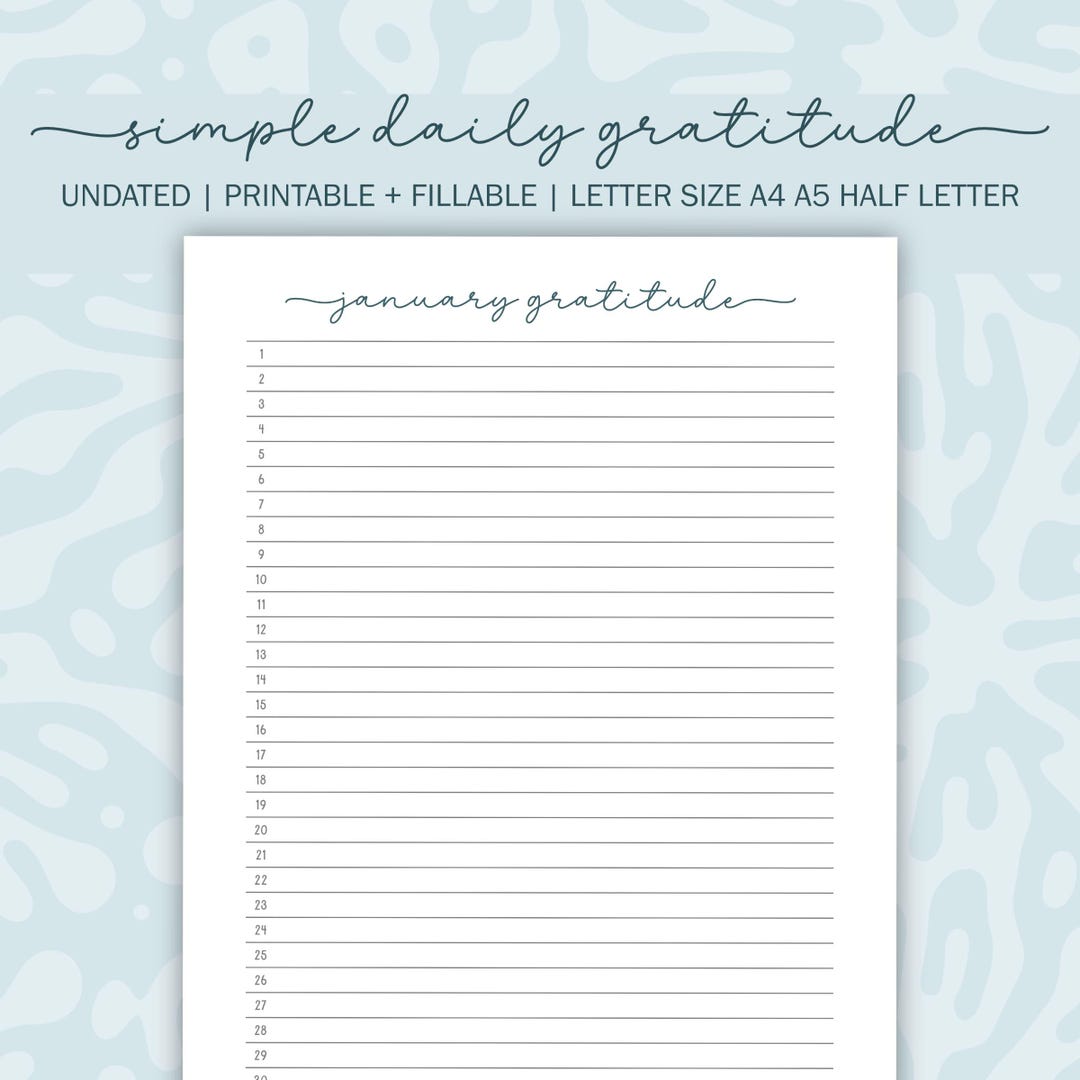 Fillable Gratitude Journal: Printable Daily Reflection, A4 A5 Letter ...