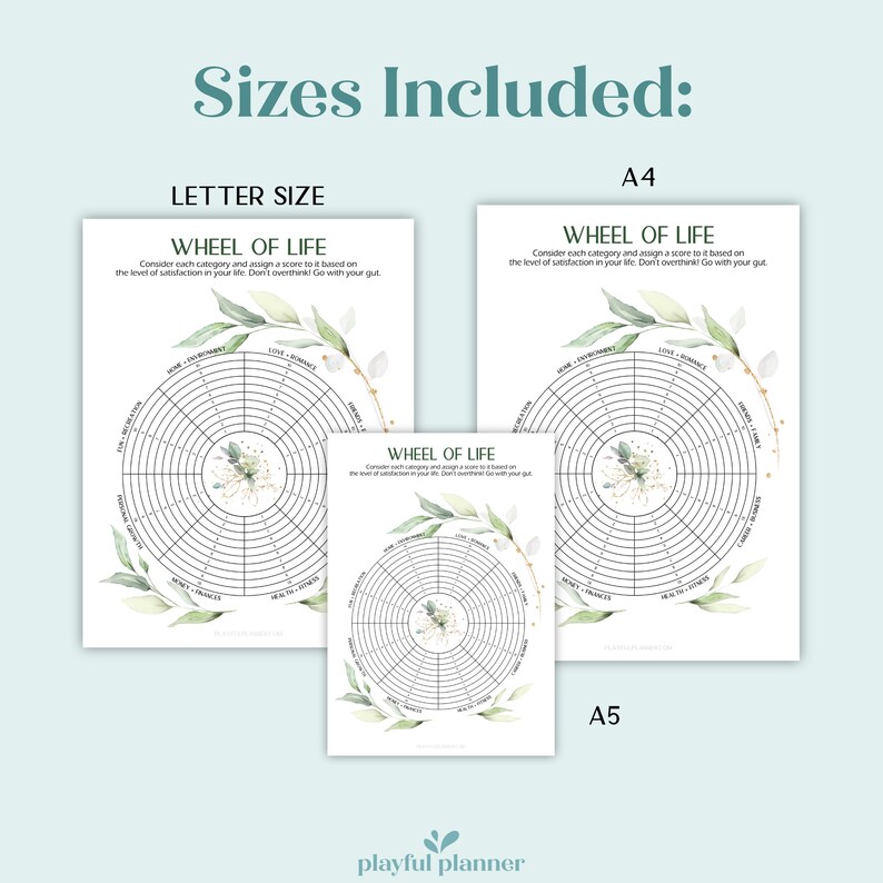 Wheel of Life Printable Planner Self Care Journal in Sizes A5 - Etsy