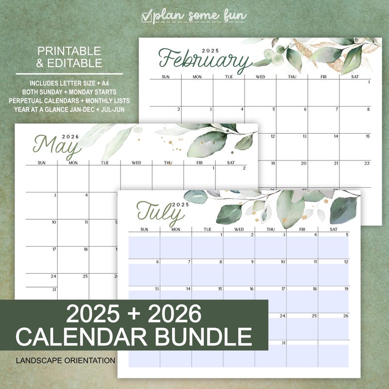 Editable Calendar - Etsy
