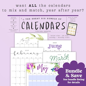Printable Editable 2025 + 2026 Landscape Monthly Calendar Bundle ...