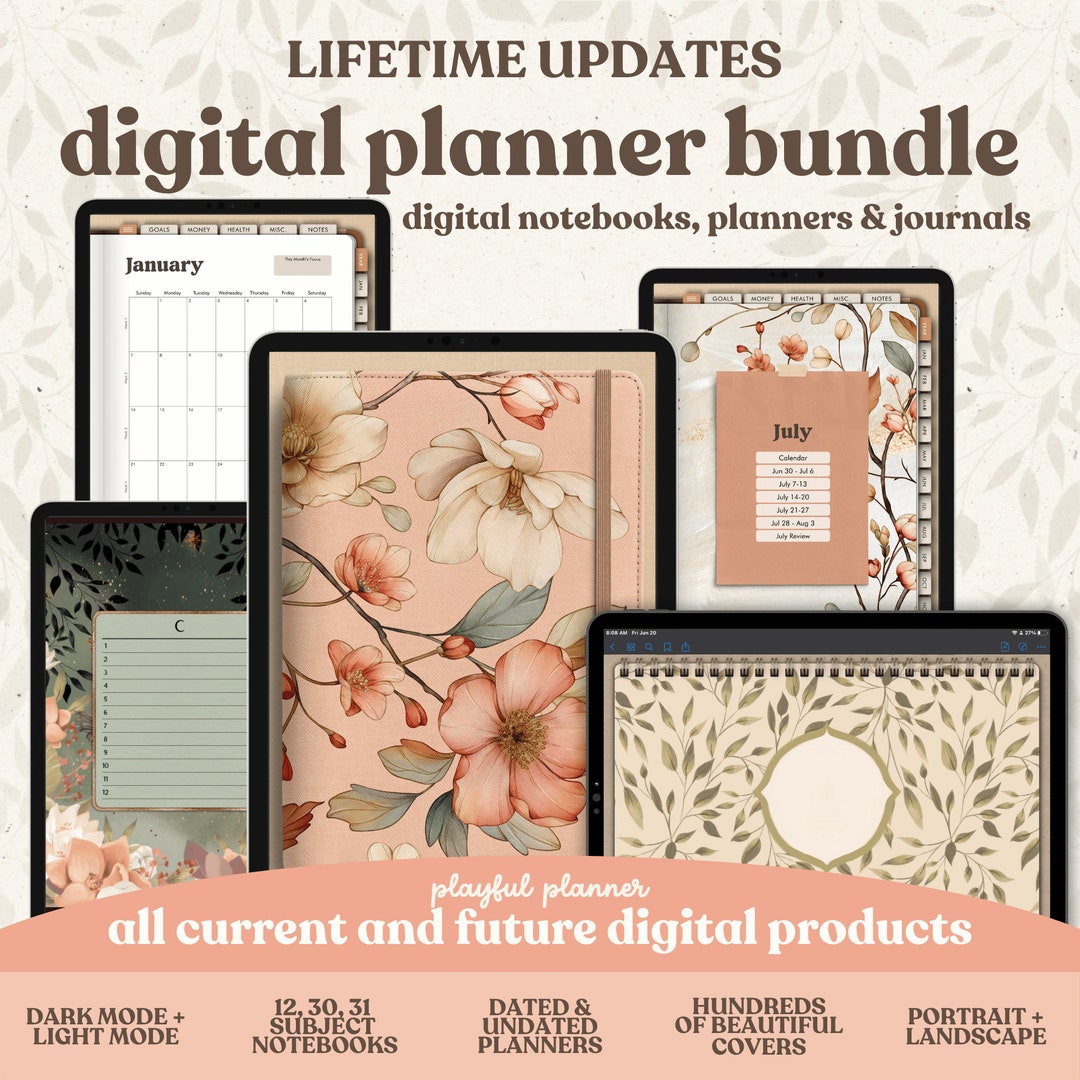 Digital Planner Lifetime Bundle: A-Z Notebooks, Daily Journal (digital ...
