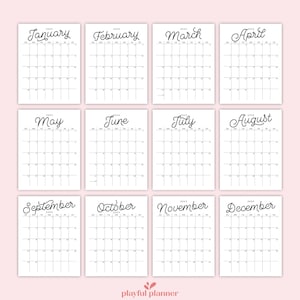 2025 - 2026 Calendar Bundle Printable Editable Portrait Monthly, Year ...