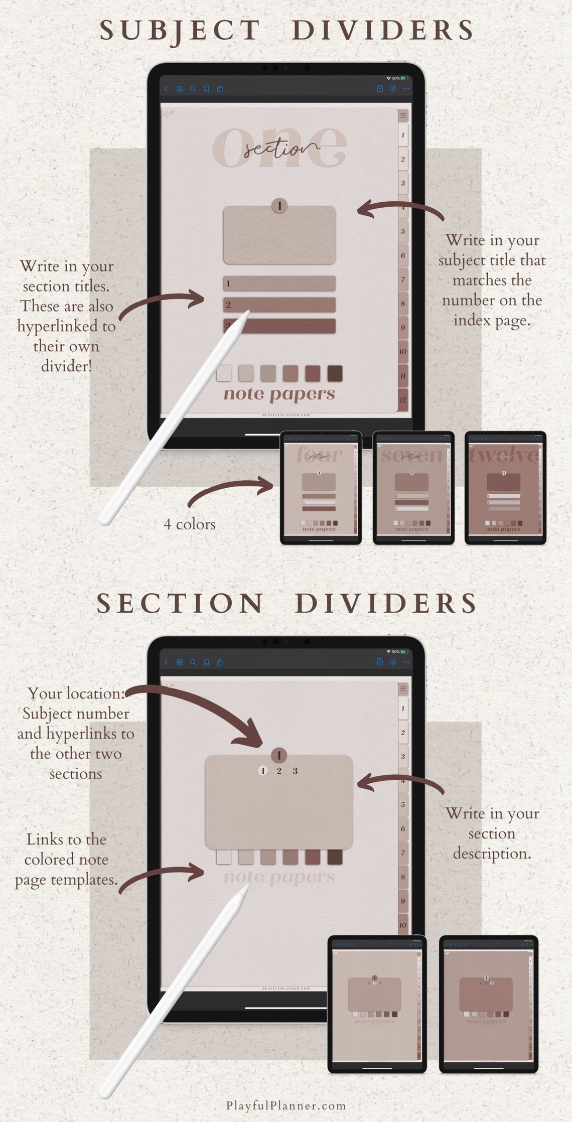 12 Subject Digital Notebook with Hyperlinked Tabs 14 Note | Etsy