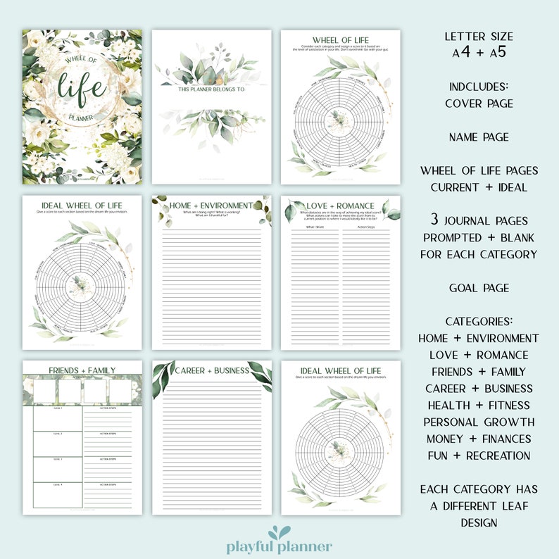 Wheel of Life Printable Planner Self Care Journal in Sizes A5 - Etsy