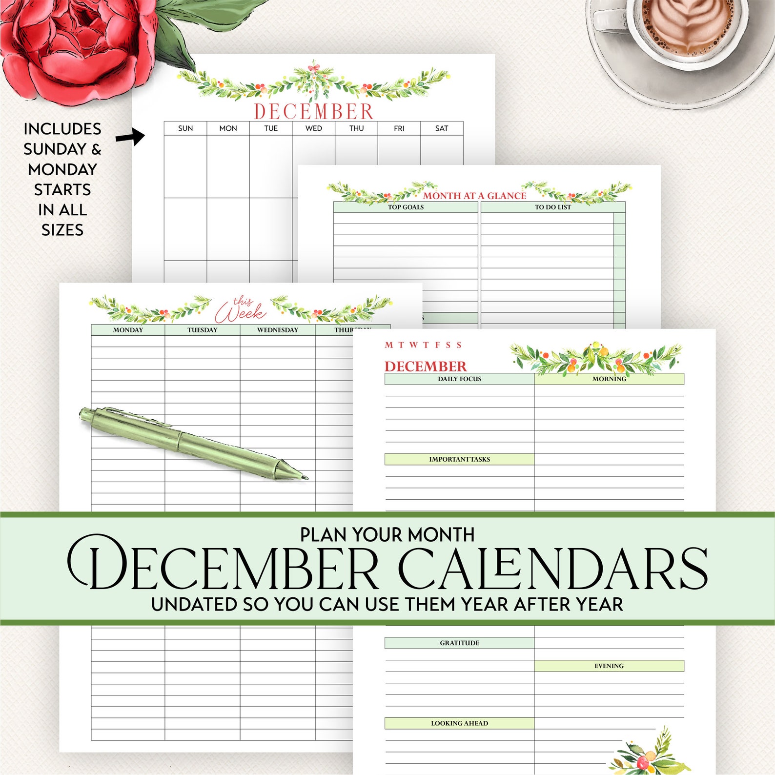 Christmas Planner Printable A5 A4 & Letter Size Includes Gift | Etsy