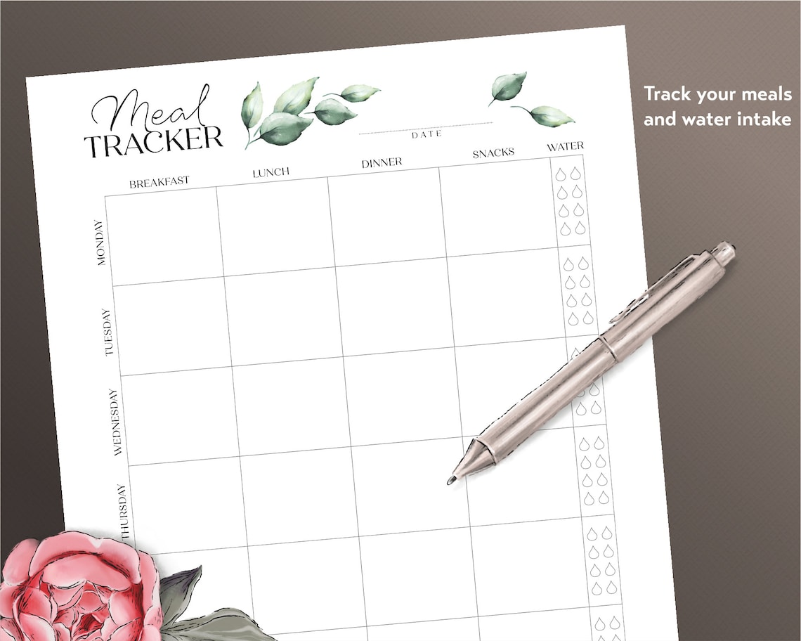 Meal Tracker Printable Planner Insert includes in sizes A5 A4 | Etsy
