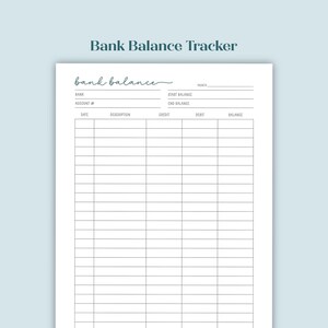 Printable Bank Balance Ledger: Fillable PDF Finance Tracker (a4/a5 ...