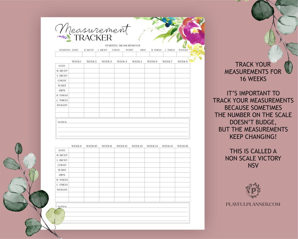 Weight / Measurements Tracker Printable Planner Insert - Etsy