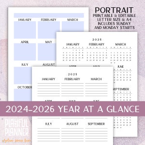 2025 2026 Printable Editable Calendar Bundle Includes Monthly Calendars ...