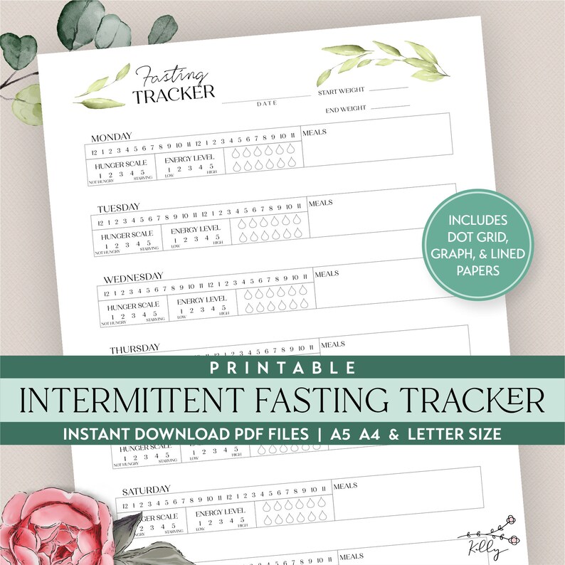 Intermittent Fasting Tracker Printable Planner Insert Includes - Etsy