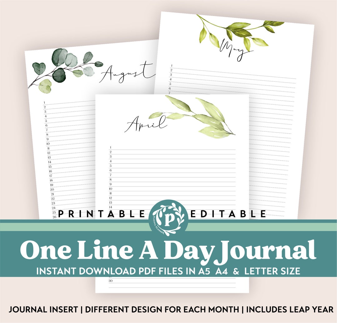 Perpetual Calendar One Thing A Day Printable Insert One Line A Day ...