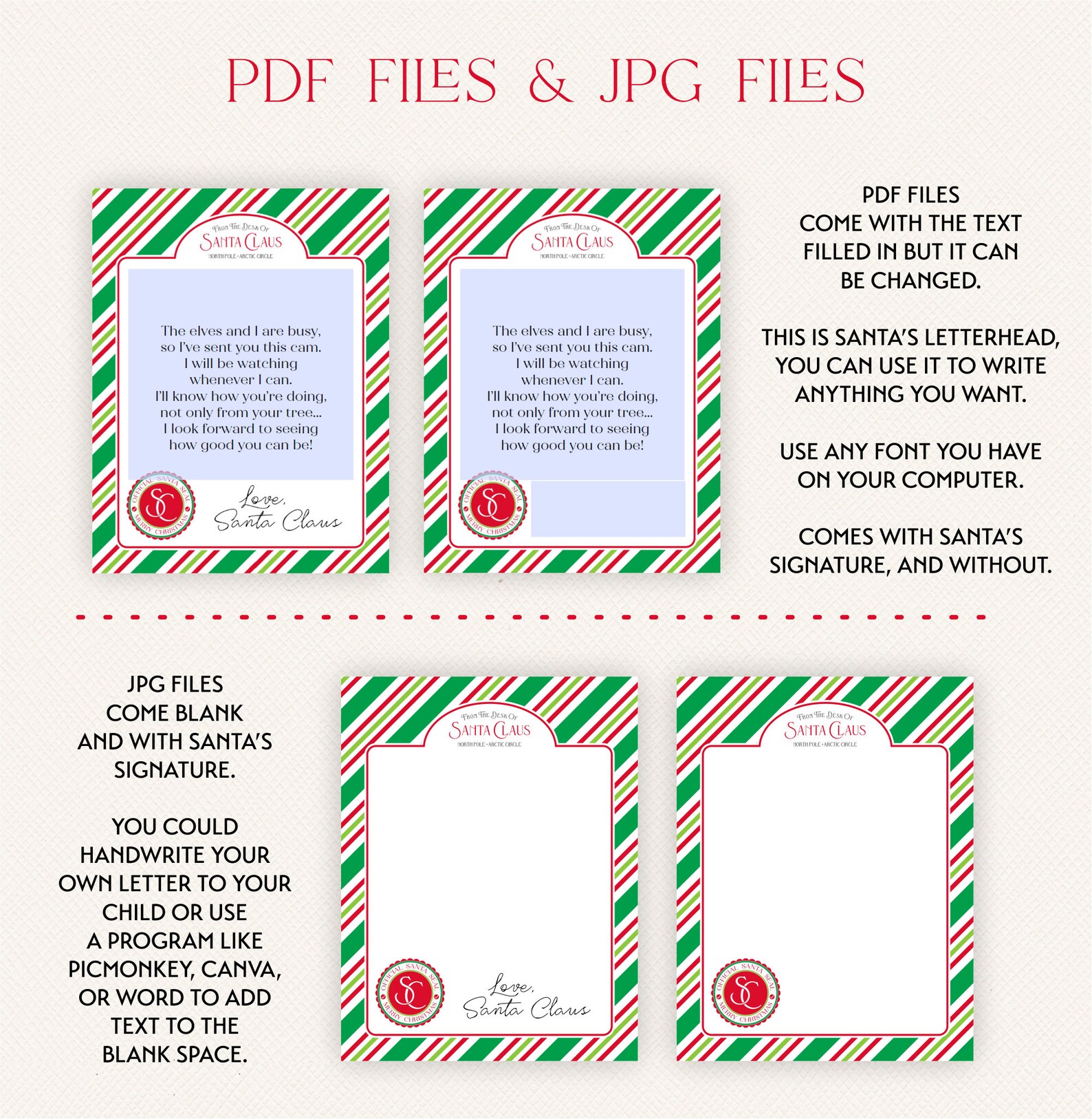 Editable Santa Cam Letter Printable PDF & JPG Files Use - Etsy