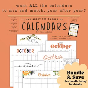 2025 2026 Printable Editable Calendar Bundle Includes Monthly Calendars ...