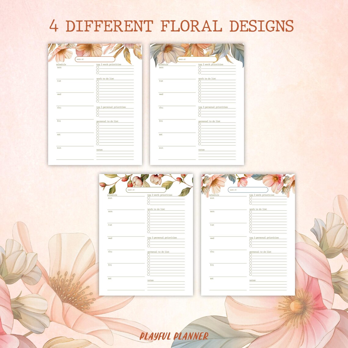 Fillable Weekly Planner Printable: Undated Work Life Schedule (a4/a5 ...