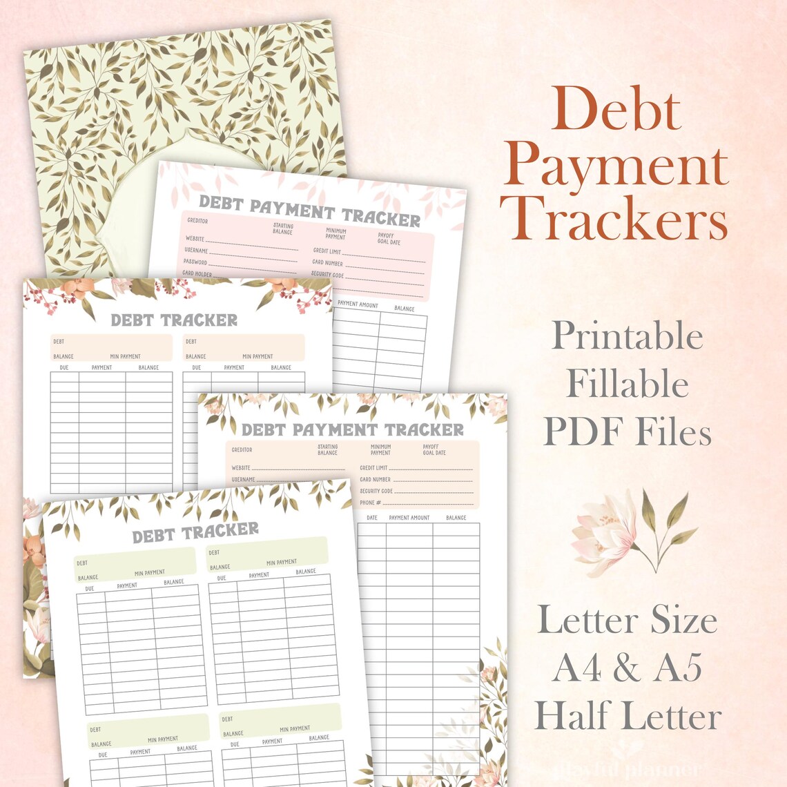 Fillable Debt Tracker Printable: Payment Log, Budget Planner (a4/a5 ...