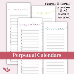 2025 2026 Calendar Bundle | Printable Editable Portrait Monthly ...