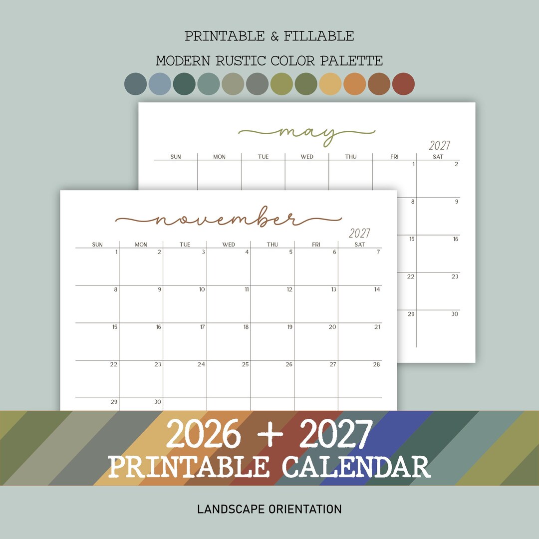 2026-2027 Botanical Watercolor Calendar Bundle: A4 & Letter Size ...