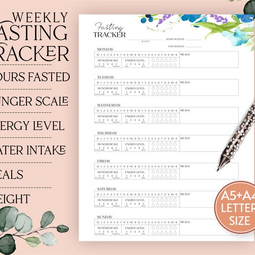 Printable Intermittent Fasting Tracker Planner Insert Includes - Etsy