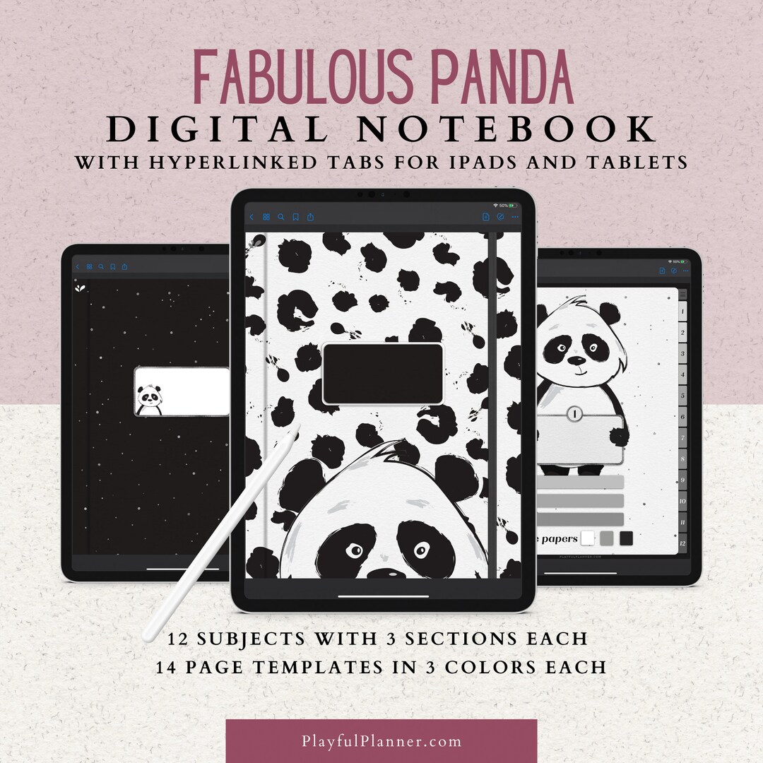 Panda Digital Notebook: 12-subject Hyperlinked Tabs (PDF) - Etsy