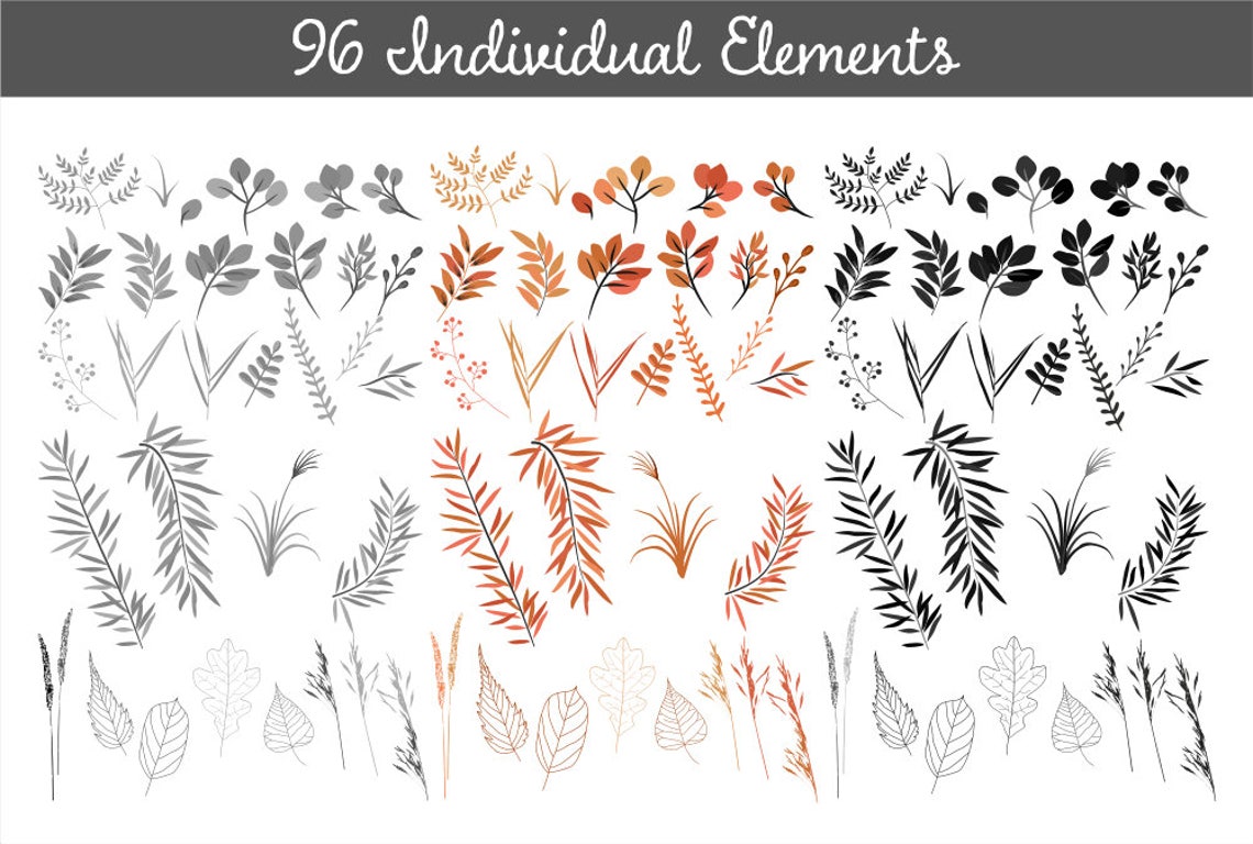 Halloween Leaf Clip Art Fall Wreath Vector Foliage - Etsy