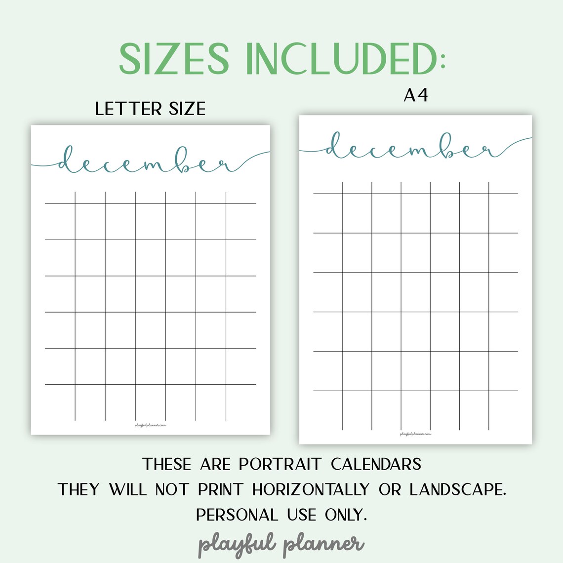 Undated Blank Monthly Calendar Editable Printable in Sizes - Etsy