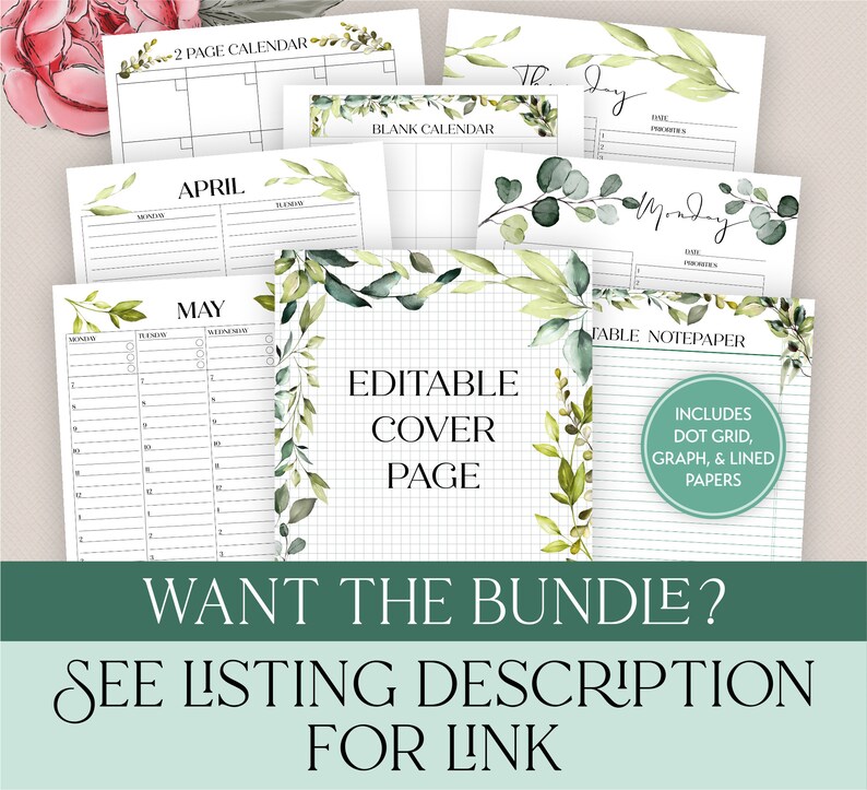 Printable Planner Cover Page Insert Editable PDF Files in A5 - Etsy