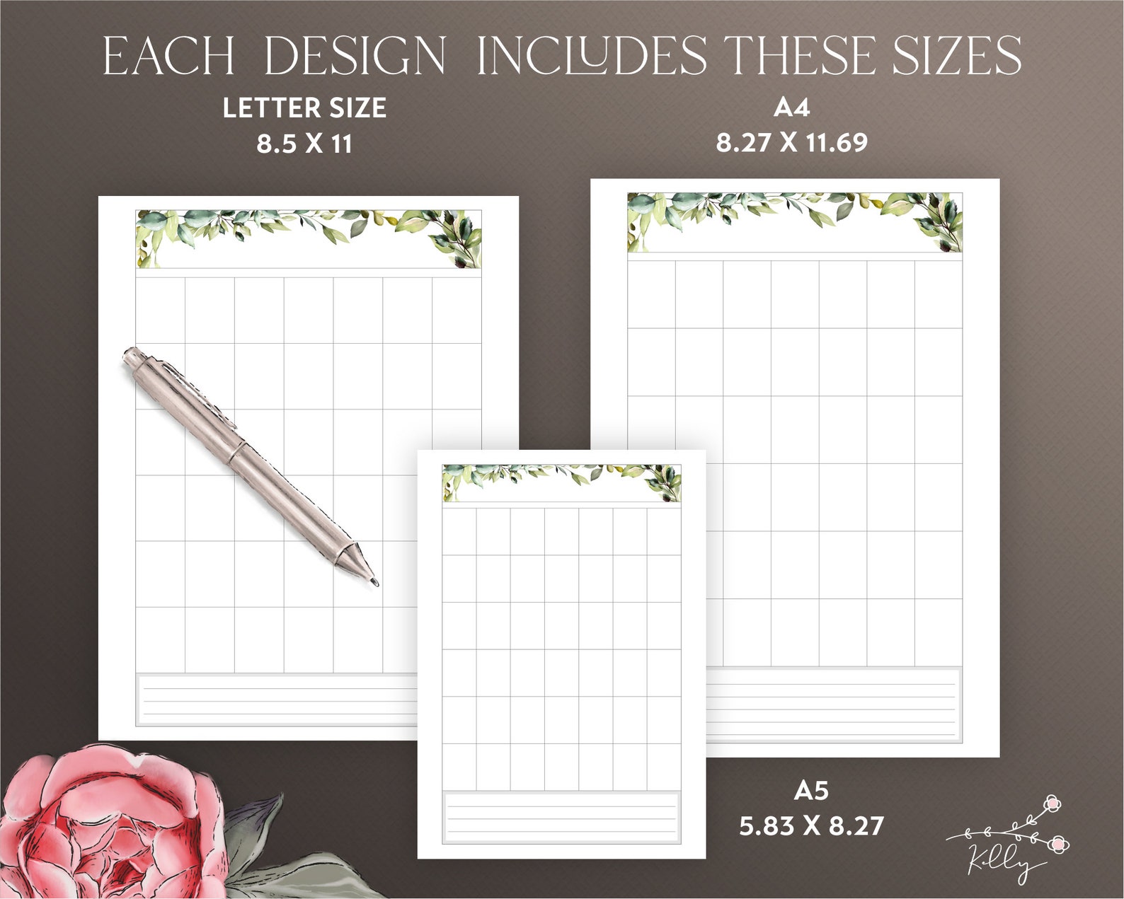 Botanical Planner Printable Bundle: Daily, Weekly, Monthly (editable ...