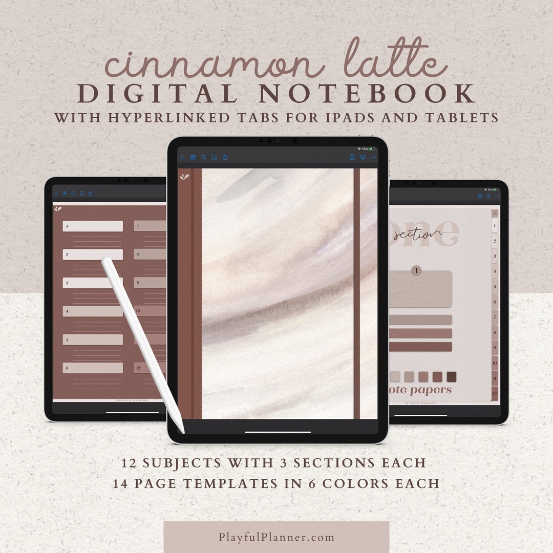 12 Subject Digital Notebook With Hyperlinked Tabs, 14 Note Page ...