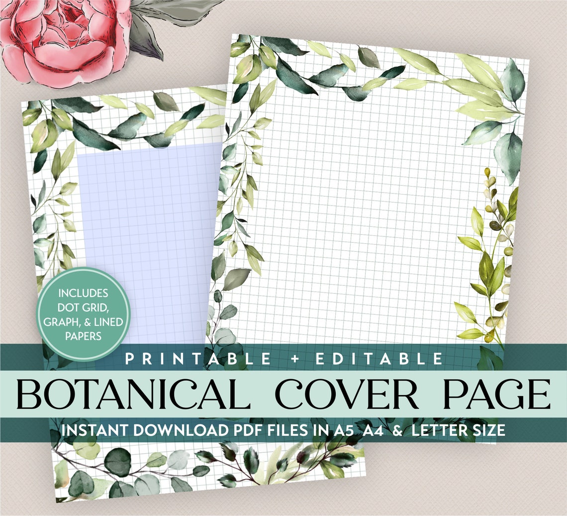 Printable Planner Cover Page Insert Editable PDF Files in A5 - Etsy