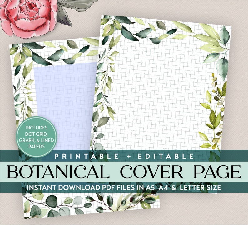 Printable Planner Cover Page Insert Editable PDF Files in A5 - Etsy