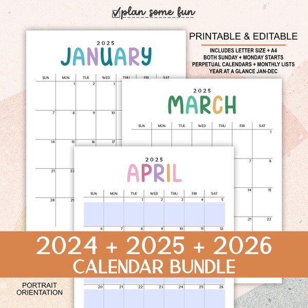 Printable Calendar - Etsy