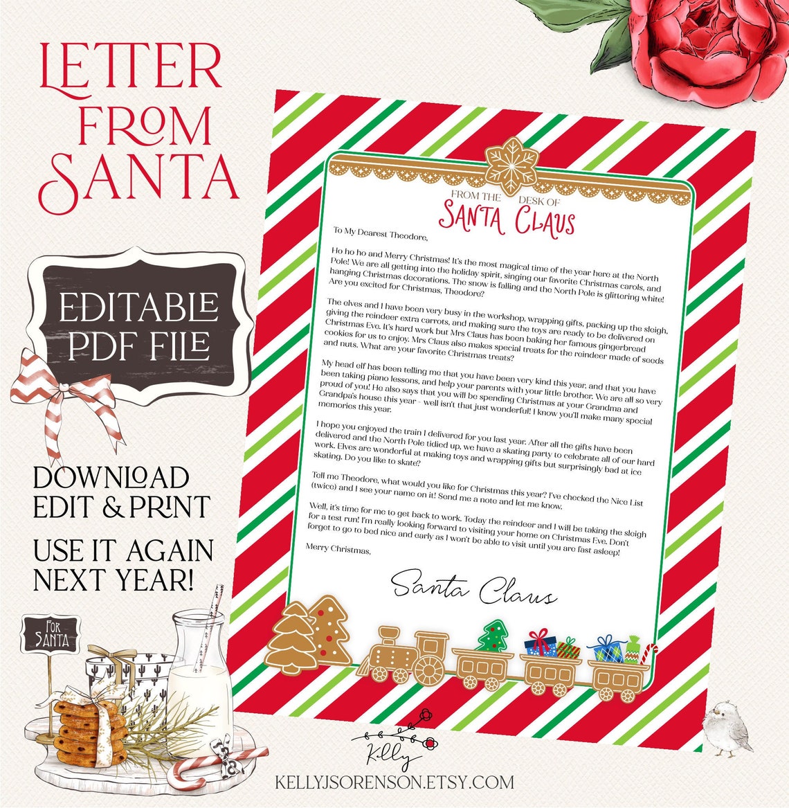 Editable Letter From Santa Claus PDF Printable on Santa's | Etsy