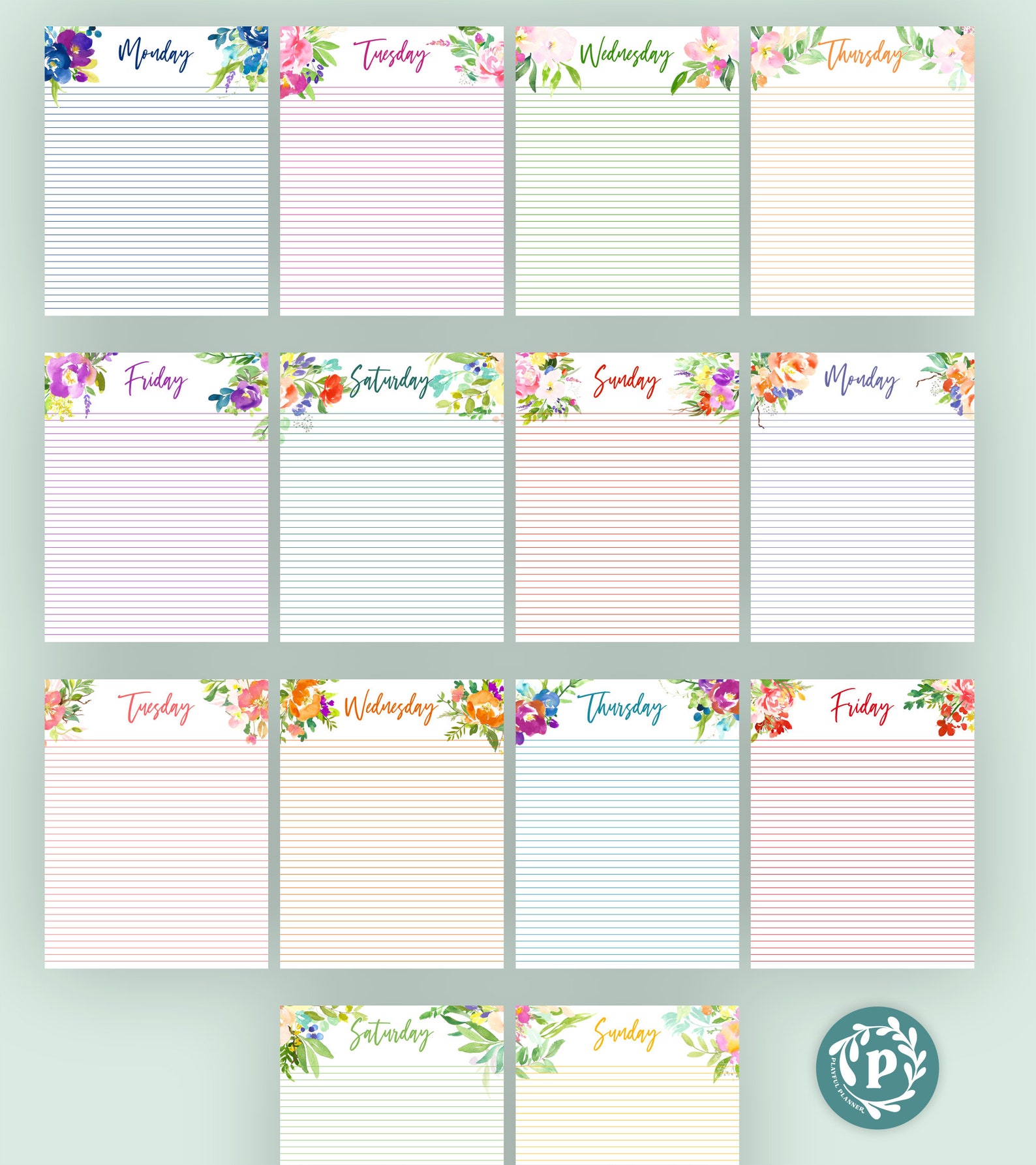 Printable Floral Daily Lined Journal Inserts Bundle Includes - Etsy