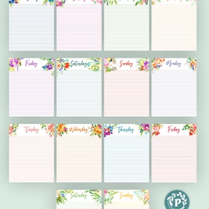 Printable Floral Daily Lined Journal Inserts Bundle Includes 14 Designs ...