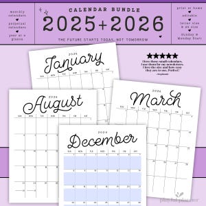 2025 2026 Calendar Bundle Printable Editable Portrait Monthly, Year at ...