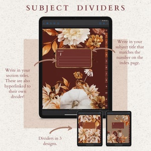 12 Subject Digital Notebook, Hyperlinked Tabs, 14 Paper Templates ...