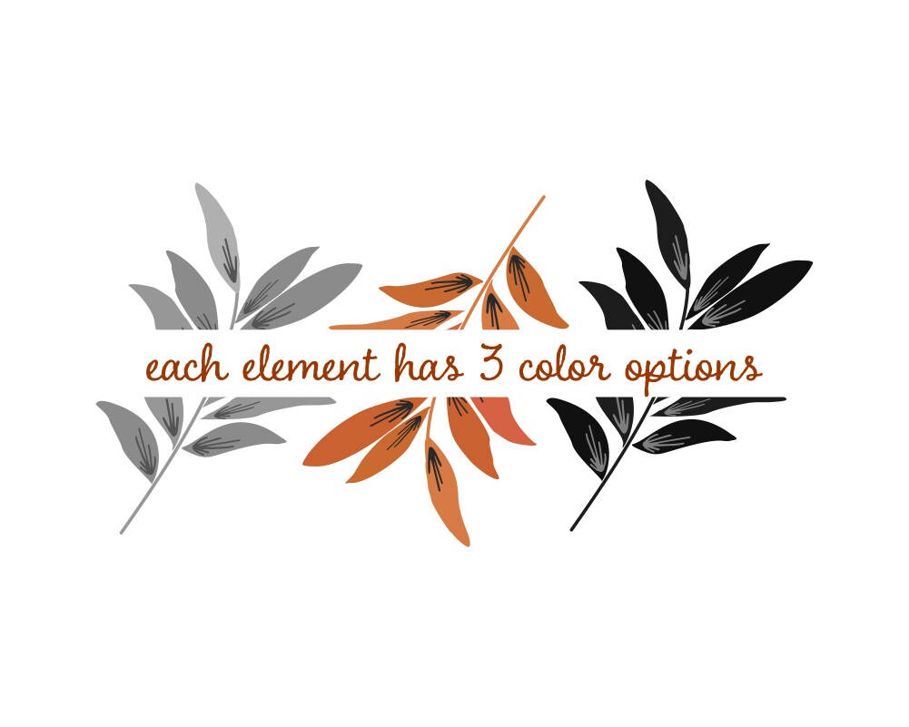 Halloween Leaf Clip Art Fall Wreath Vector Foliage | Etsy