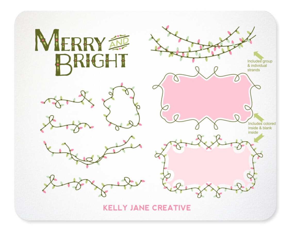 Pastel Christmas Lights Clipart Includes Strands in White and | Etsy